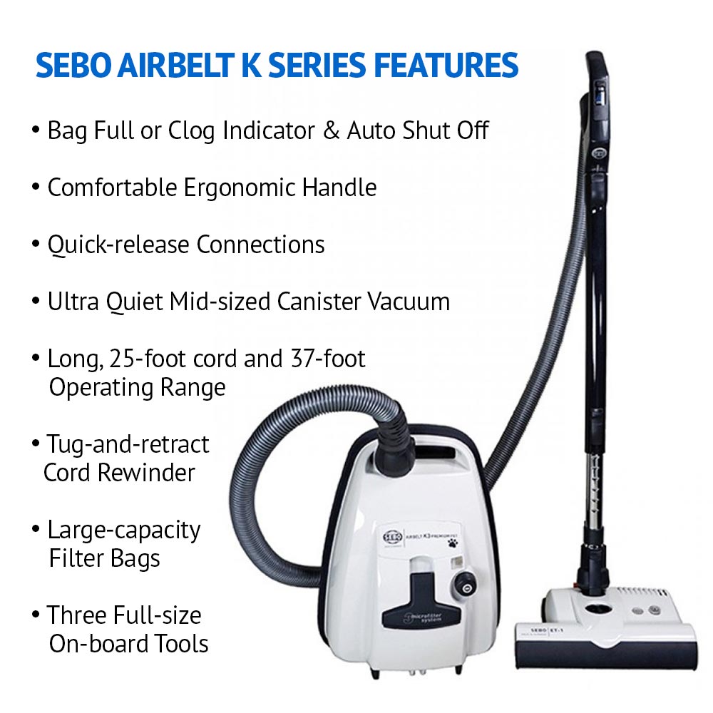 SEBO K3 Pet Vacuum | SEBO Airbelt 90692AM Canister Vacuum