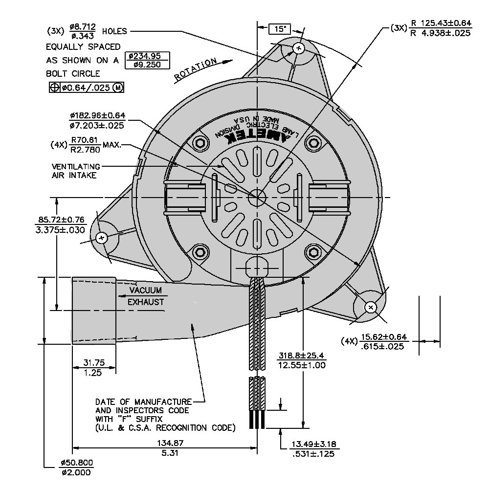 AstroVac MK-XVIII Central Vacuum Motor (w/Free Ship) 800-322-2965