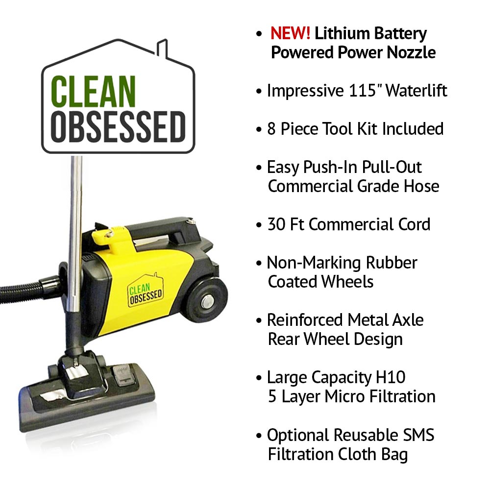 Clean Obsessed CO711 - Commercial HEPA Canister Vacuum