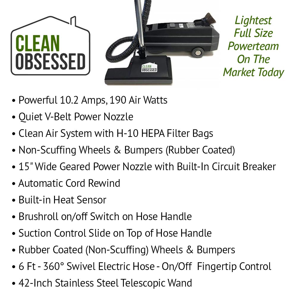 Clean Obsessed CO888 Deluxe Powerteam Pro Canister Vacuum