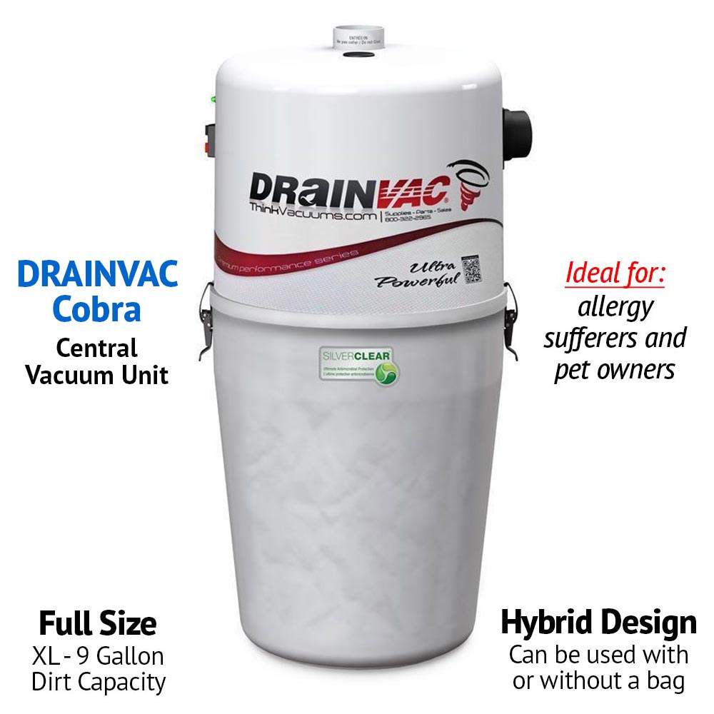 Drainvac Central Vacuum All In One Cobra Package