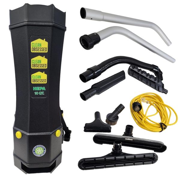Clean Obsessed CO1024 HEPA Backpack Vacuum | 10 Qt. | Commercial Use