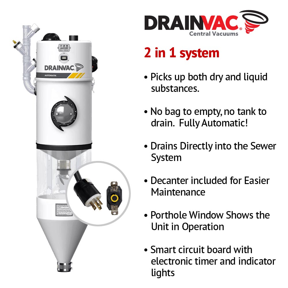 Drainvac DV2A31-27CB With TETE27 Central Vacuum System