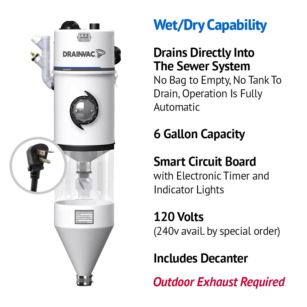 Drainvac DV2A310-CB Wet/Dry Central Vacuum System With Decanter