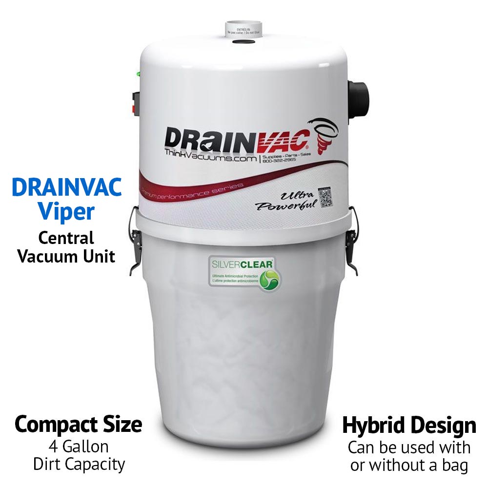 Drainvac Viper Central Vacuum and Bare Floor Combo Kit