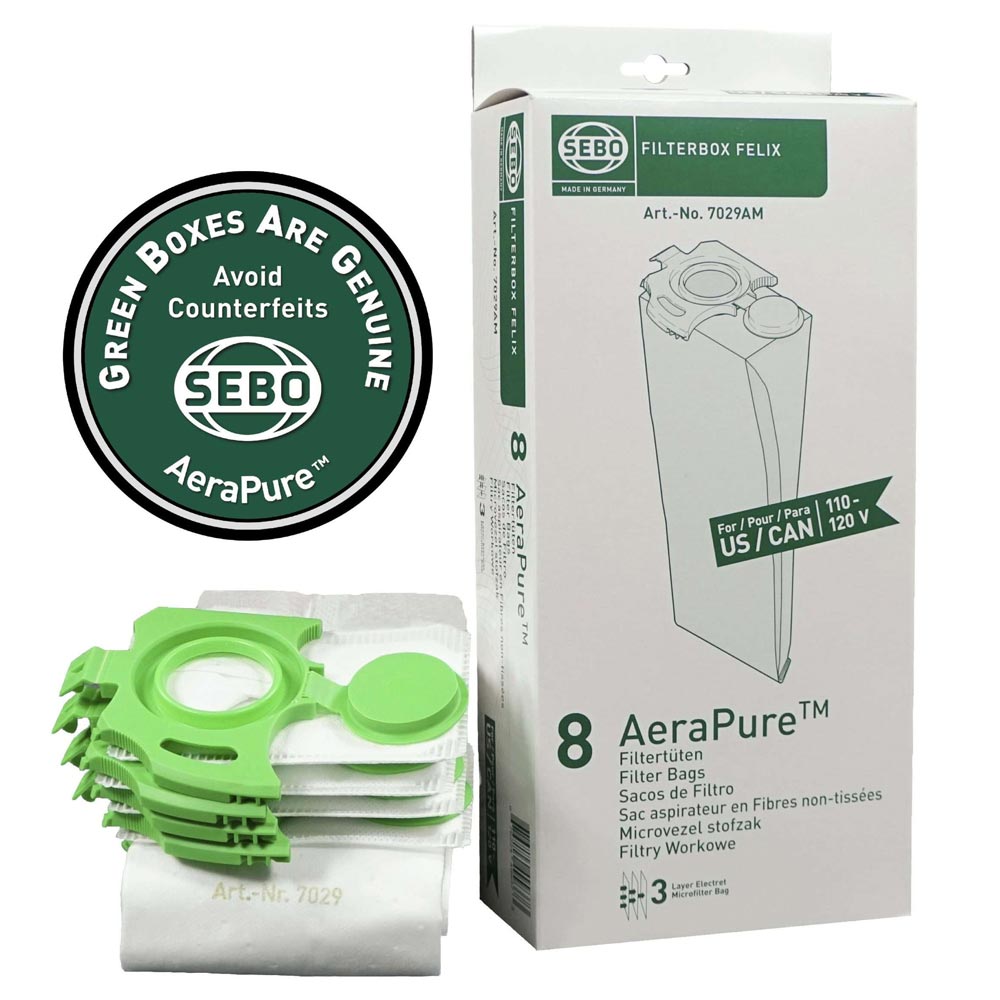 SEBO Felix and Dart Filter Bags (7029ER) - 8-Pack