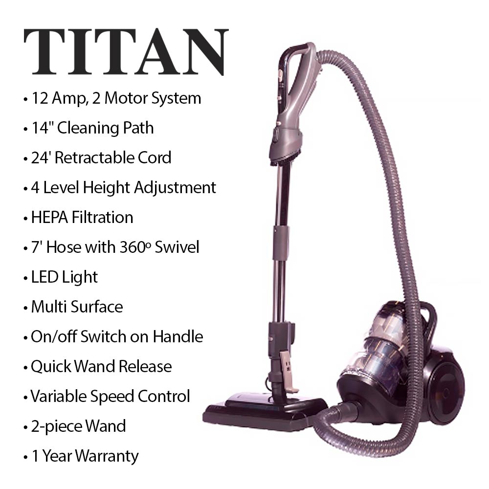 Titan T8000 Cyclonic Bagless Canister Vacuum Cleaner