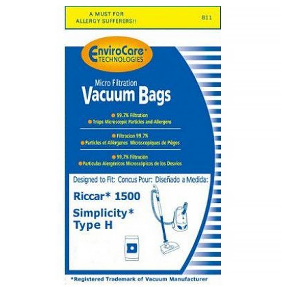 Riccar/Simplicity Type H Replacement Micro Lined Bags 811