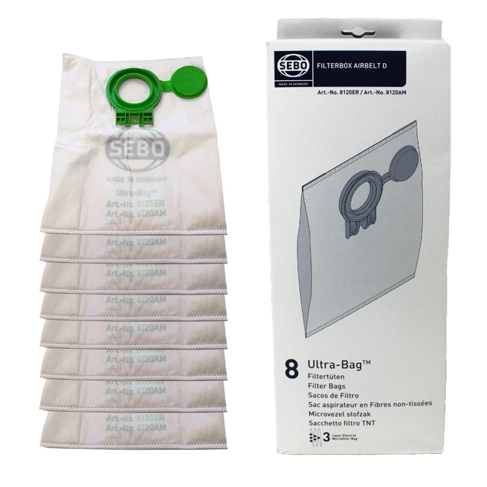 SEBO Filter Bags 8120AM for D-Series Vacuums (8 Pack)