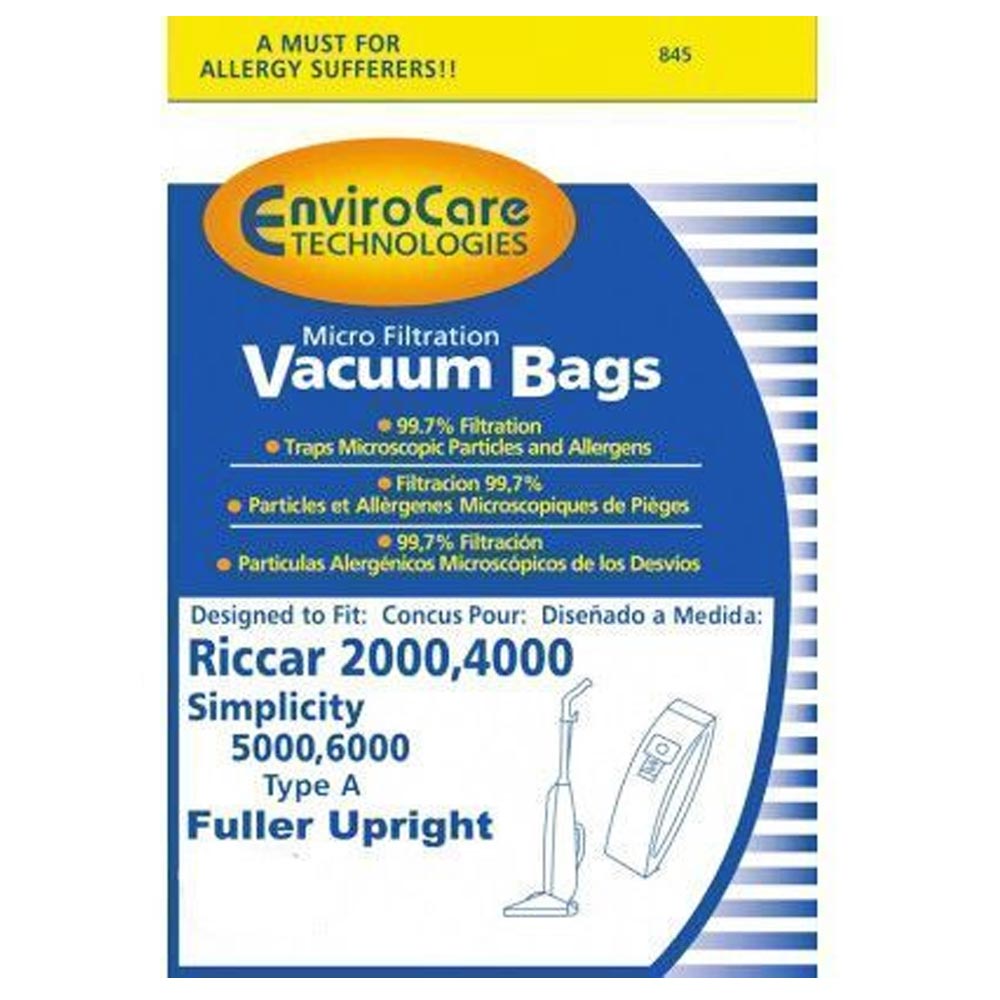Riccar/Simplicity Type A Replacement Micro Lined Paper Bags 845 (Low ...