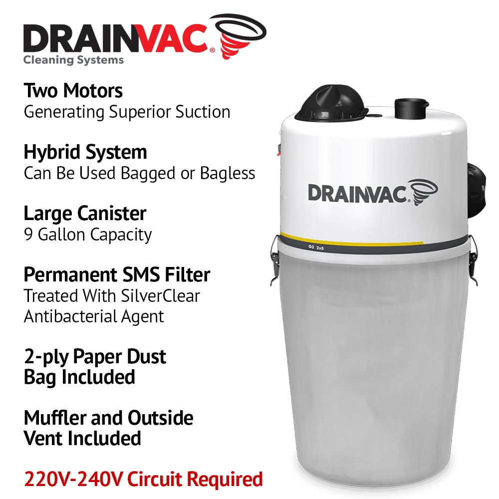 Drainvac G2-2X5-M Central Vacuum System