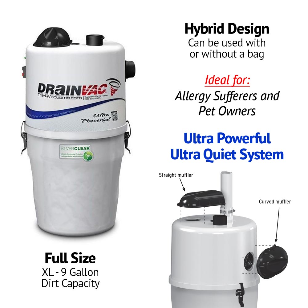 DrainVac Twin Turbo Central Vacuum