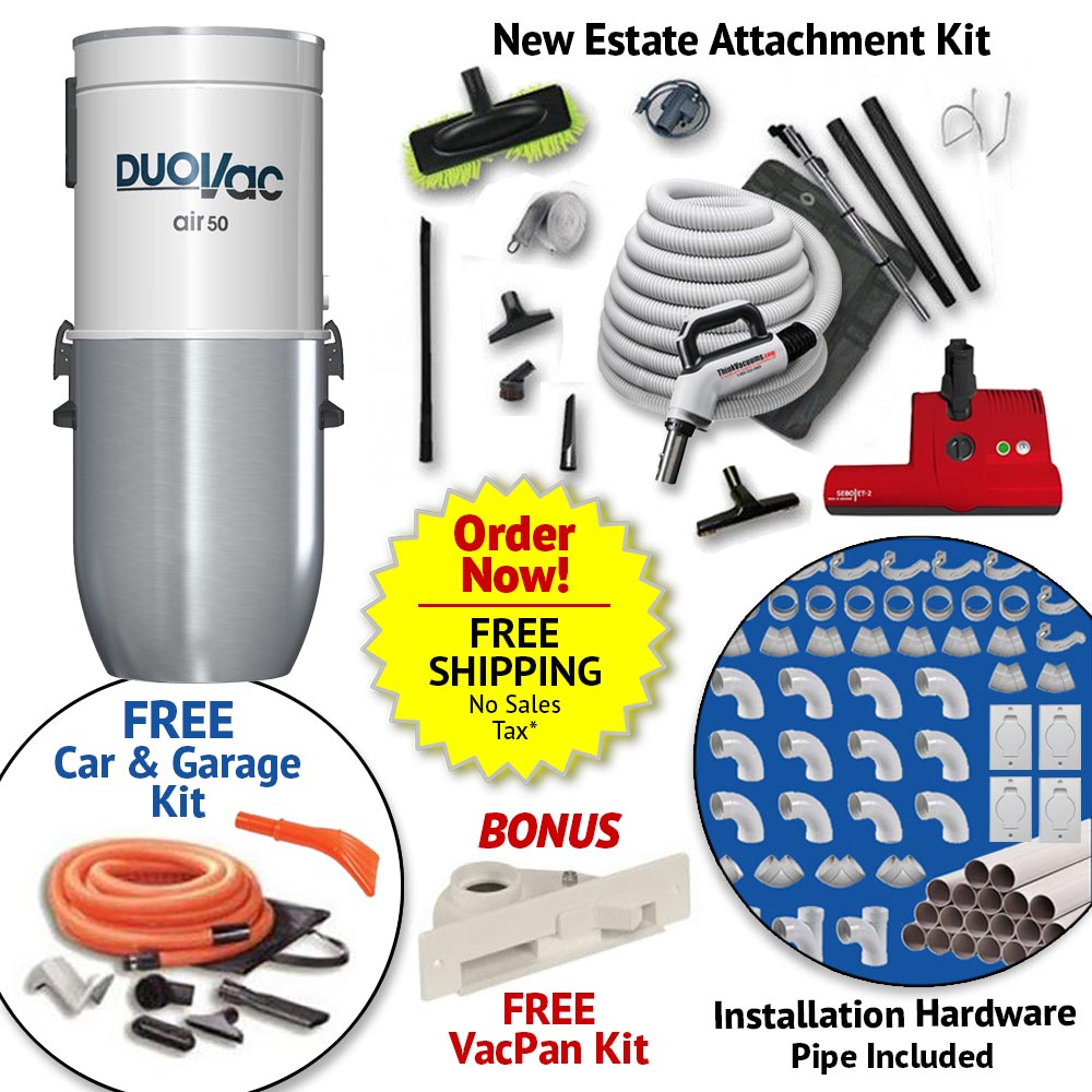 DuoVac Ultimate Central Vacuum Package (up to 9500 sqft) - 9 Inlet Kit
