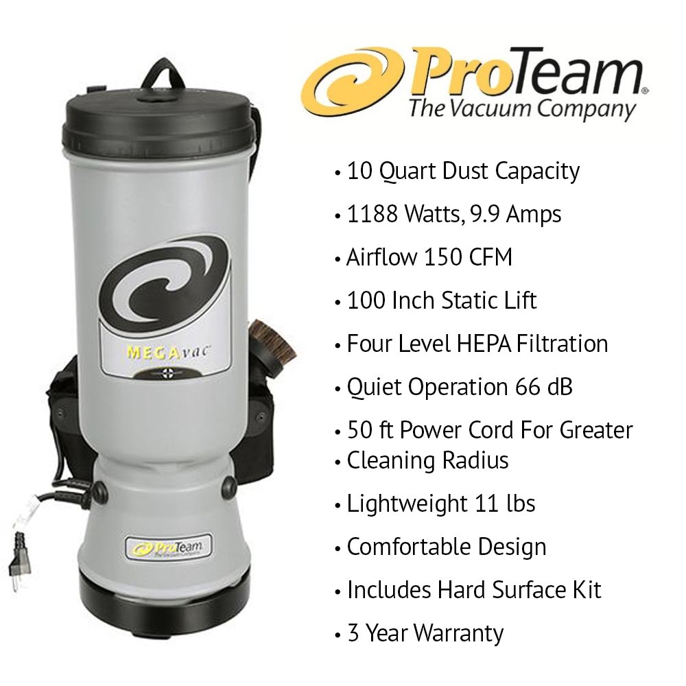 ProTeam MegaVac Backpack Vacuum With Blower/Hard Surface Kit 105896