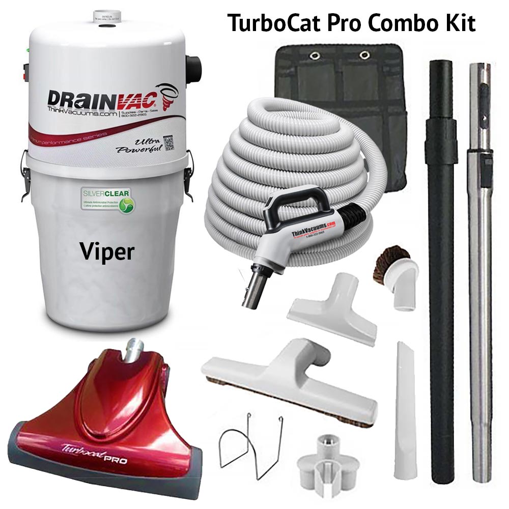 Drainvac Viper Central Vacuum & TurboCat Pro Combo Kit